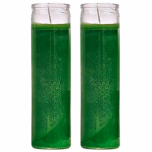 Prayer Candles - Wax Candles (2 Pc) Dark Green Great for Sanctuary, Vigils and Prayers - Unscented Glass Candle Set - Indoor Outdoor - Spiritual Religious Church - Jar Candles