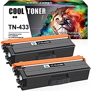 Cool Toner Compatible Toner Cartridge Replacement for Brother TN433BK TN433 TN431BK TN-433 Brother MFC-L8900Cdw HL-L8360Cdw HL-L8260Cdw HL-L8360Cdwt 8900Cdw 8360Cdw Printer (Black, 2-Pack)