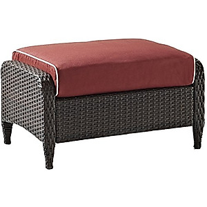 Crosley Furniture KO70067BR-SG Kiawah Outdoor Wicker Ottoman, Sangria