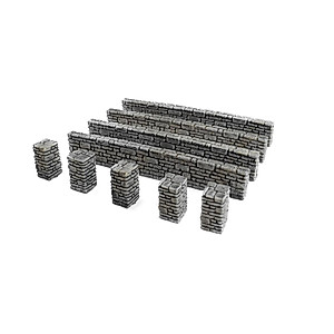 War World Gaming World at War Stone Wall and Pillar Sections Large Set – 28mm WW2 Normandy Wargame Terrain Model Diorama