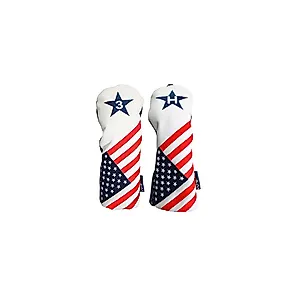 USA 3 & H Headcover Patriot Golf Vintage Retro Patriotic Fairway Wood and Hybrid Head Cover Fits All Modern Fairway Wood and Hybrid Clubs