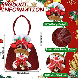 Shinylin 10 Pcs Christmas Gift Doll Bags with Drawstring Cute Christmas Doll Gift Bags Reusable Fabric Santa Snowman Deer Christmas Eve Apple Storage Bags for Xmas Festival Birthday Party Favor