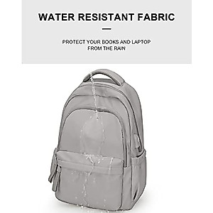 Small Backpack For School Girls Boys Aesthetic Lightweight Travel Daypack Simple Cute Backpack For Women Men Waterproof College High School Bookbag Fit 14 Inch Laptop With USB charging port,Rrey Brown