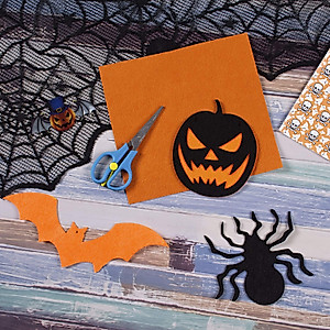 18 Pieces Halloween Adhesive Craft Felt Fabric Sheets Fabric Sticky Back Sheet for Halloween Decoration Christmas DIY Art Projects, A4 Size (Black Orange and Purple)