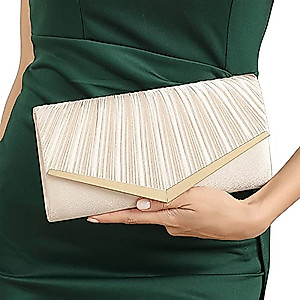 LETODE Clutch Purses for Women Evening Bags and Clutches for Women Envelope Handbags Party Prom Wedding Purse (Apricot)