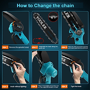 Yooler Mini Chainsaw, 6 Inch Portable Electric Chainsaw Cordless, 2Pcs 24V 6500mAh Super Powerful Rechargeable Battery Powered, Handheld Small Chainsaw, Tree Trimming Wood Cutting Christmas Gift