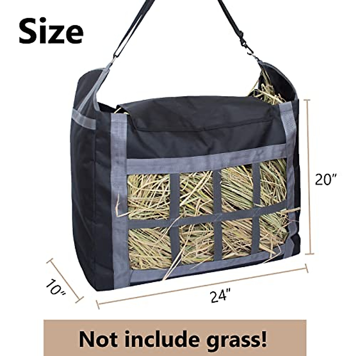 Slow Feeder Hay Bag - Hay Storage Net for Horse Donkey Goat, Adjustable, Super Tough to Reduces Waste (2 PCS)