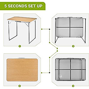 FUNDANGO Portable Table Lightweight Foldable with Handle Steel Frame Fold Up Small Desk for Camp, Outdoor, Beach Side, Picnic, 31.5x23.6x26.8Inches, Yellow, 31.5"x23.6"x26.8"