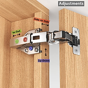 Apollo Direct (2 pc) 165 Degree Hinges Soft Close, Clip-on, Cam Adjust, Zero Protrusion for Lazy Susan Corner cabinets, Pull Out Drawer cabinets, Closets, Garage cabinets, mounting Plates (Included)