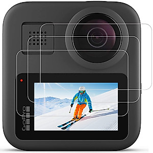 PCTC Screen Protector Compatible for GoPro Max 360 Waterproof Action Camera, Ultra Clear Tempered Glass Screen Protector Easy to Install(3 PCS)