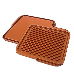 Gotham Steel This Classic Nonstick Double Grill Griddle Pan, Brown Reversible with Ti-Cerama Coating, Perfect for BBQs and More – As Seen on TV, lARGE