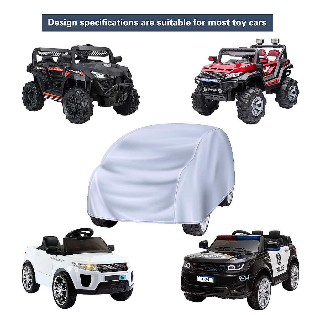 ZHYAWZA Kids Ride-On Toy Car Cover, Outdoor Waterproof Protection for Electric Battery-Powered Children's Wheeled Toy Car-General Type ， Against Wind, Rain,Snow and Dust, 52" L x 28.2" W x 24" H