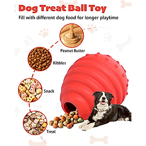 SCHITEC Treat Dispensing Dog Toy, Interactive Puzzle Slow Feeder Ball for Mental Stimulation, Rubber Enrichment Chew Toys for Small Medium Large Dogs