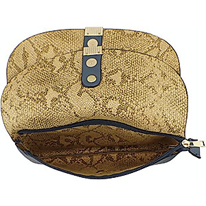 B BRENTANO Vegan Fashion Double-Flap Wristlet Clutch Crossbody Handbag (Navy(N))