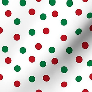 Spoonflower Fabric - Red Green White Polka Dots Christmas Holiday Celebrate Traditions Printed on Petal Signature Cotton Fabric by The Yard - Sewing Quilting Apparel Crafts Decor