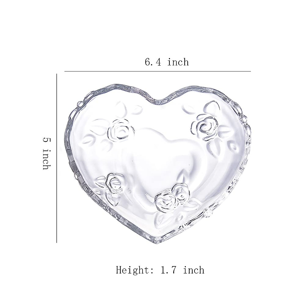Gaolinci Heart-Shaped Embossed Glass Bowl, Fruit Salad Bowl, Dessert Bowl (Set of 2)