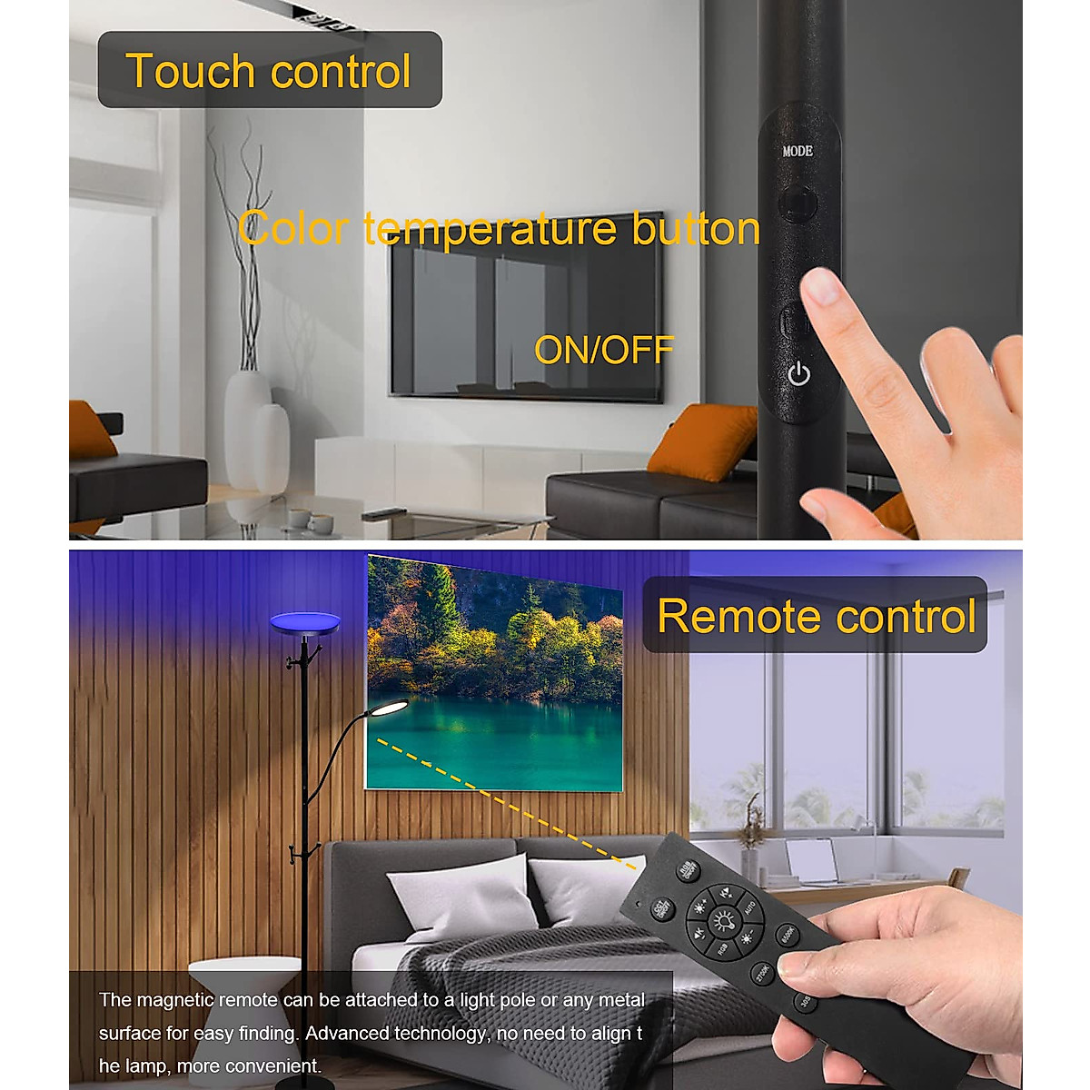 RGB Smart Floor Lamp , living room lamp,clothes and hat lamp, LED floor lamp Sky Main Light and Side Reading Lamp,standing lamp, Tall Lamp with Remote & Touch &APP Control for Living Room Bedroom