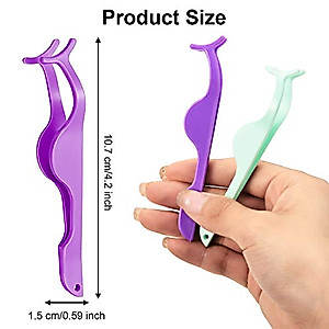 48 Pieces False Eyelash Applicator Tool Plastic Eyelashes Extension Tweezers Fish Tail Clip Tweezers Eyelashes Clip for Lashes Application and Removal (Mix Colors)