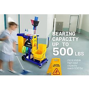 Commercial Housekeeping Janitorial cart with Vinyl Bag AF08170 Blue