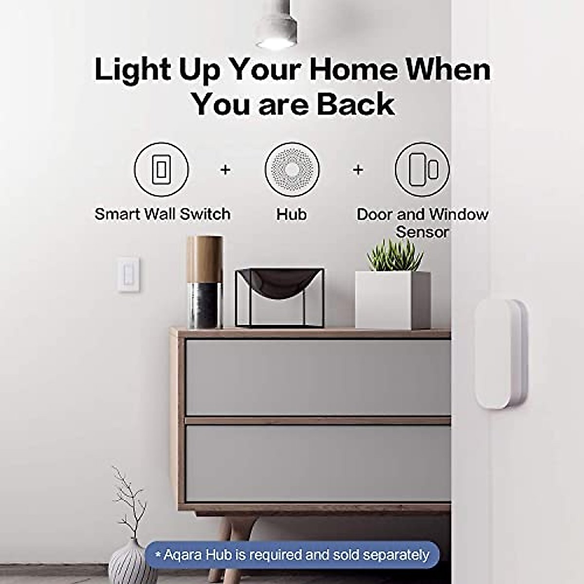Aqara Smart Light Switch (No Neutral, Double Rocker) Plus Aqara Wireless Mini Switch, Requires AQARA HUB, Zigbee Connection, Remote Control and Set Timer for Home Automation