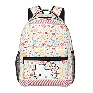 DIEZ Hello Cat Kitty Backpack 3d Print Anime Character Wink Backpack Lightweight Casual Travel Laptop Backpack For Women Anime Kitty Fans Gift