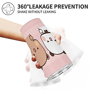 KAOQUANYA Panda Bear And Dudu Smile 1 20 Oz Covered Straw Tumbler Stainless Steel Double Wall Vacuum Insulated Travel Cup With Leak Proof Lid Stainless Steel Water Bottle Reusable Ice Hot Drinks Mug