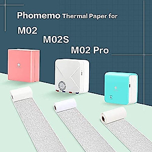 Phomemo M02S Pocket Thermal Printer- Bluetooth Photo Printer with 3 Rolls Transparent White Paper, Compatible with iOS + Android for Plan Journal, Study Notes, Art Creation, Work, Gift