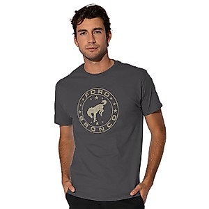 Ford Bronco Vintage Star Bronco Shirts for Men, Short Sleeve T Shirt, Officially Licensed (2X-Large) Charcoal