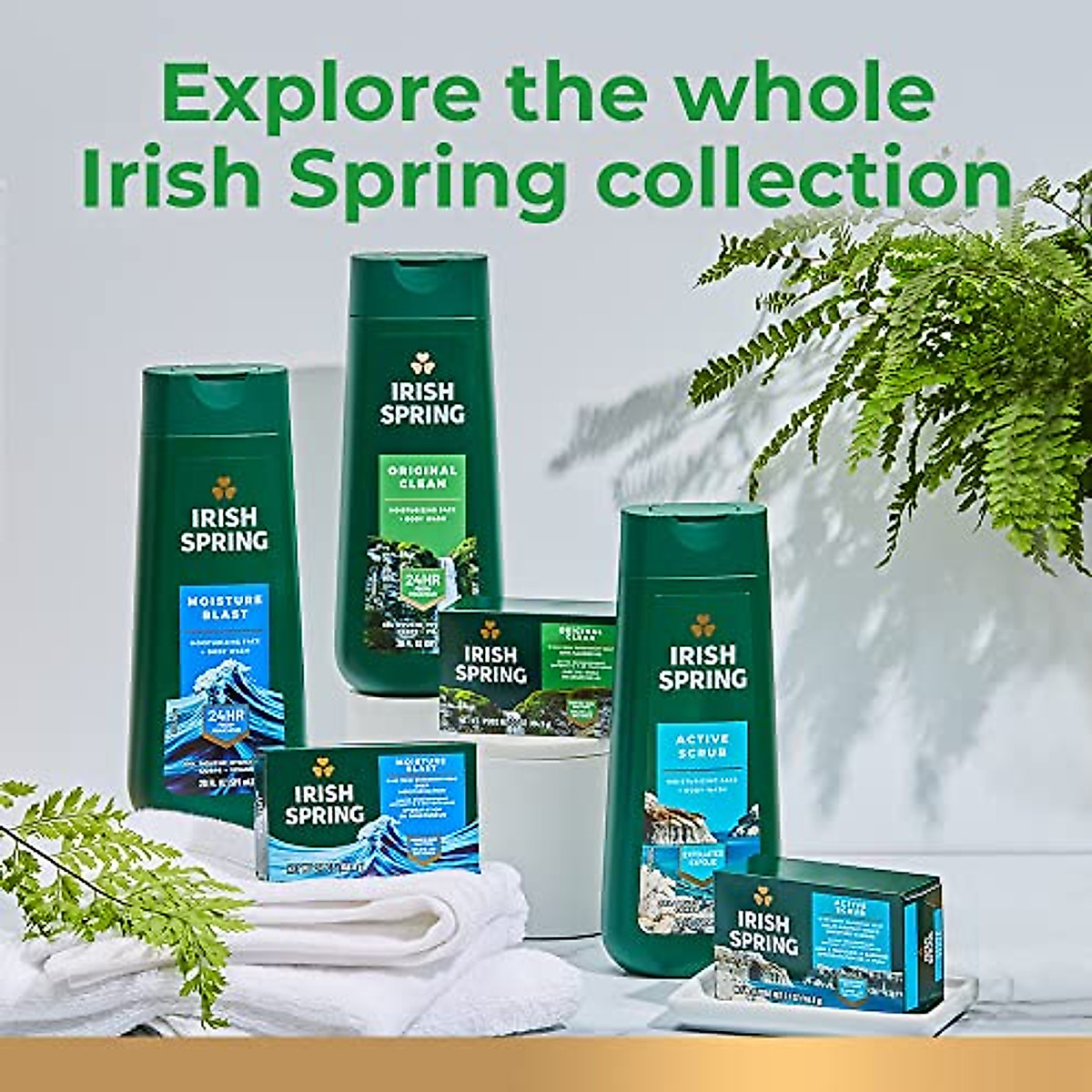 Irish Spring Bar Soap for Men, Moisture Blast, 3.7 Oz, 24 Pack