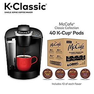 Keurig K-Classic Coffee Maker with McCafé Classic Collection Variety Pack, 40 Count K-Cup Pods