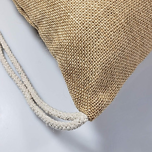 Jute Drawstring Backpacks with Soft Cotton Drawstrings Burlap Cinch Sack Pull String Bags for Beach, Sports, Hike by TBF Bags (Set of 6)