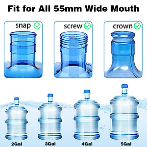 U-Goforst [4 PCS] 3 & 5 Gallon Water Jug Cap - 55mm Food Grade Silicone Reusable Bottle Cover for Standard/Screw/Crown Tops, Dispenser Replacement Lids, Non Spill & Leak Free 4 Pack