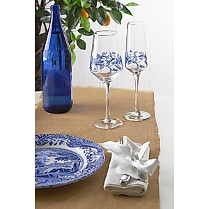 Portmeirion Spode Blue Italian Stemless Wine Glasses | Set of 4 | 19-Ounce Capacity | Red or White Wine Glass | Tumblers for Water, Cocktails, and Other Beverages