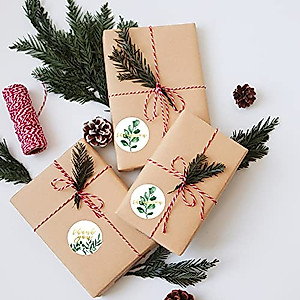 URROMA Greenery Thank You Favor Stickers, 1.5 in 500 Label Green Plant Fresh Round Thank You Sticker for Wedding Birthday Bridal Baby Shower Party Gift Stamp Envelope