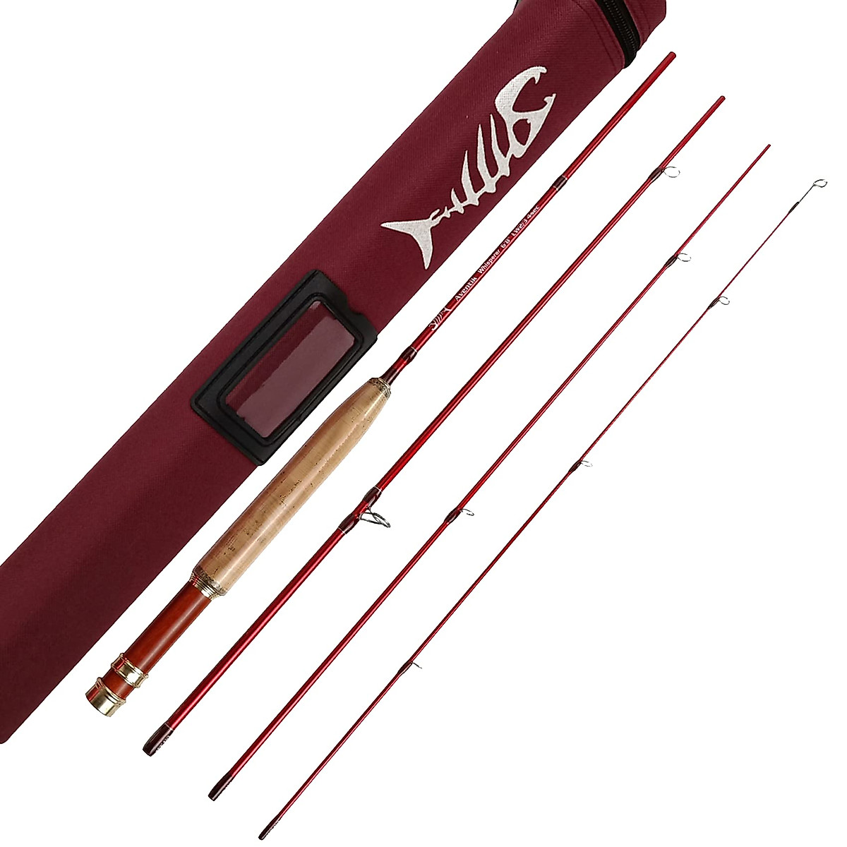 Aventik Whisperer Fly Fishing Rod 4 Pieces, 6FT 0/1/2/3wt, 7FT 3/4wt, 24T Corbon Fiber Fast Action Super Compact Freshwater Ultra Light Fly Rod with Cordura Rod Tube (6'8'' LW2/3)