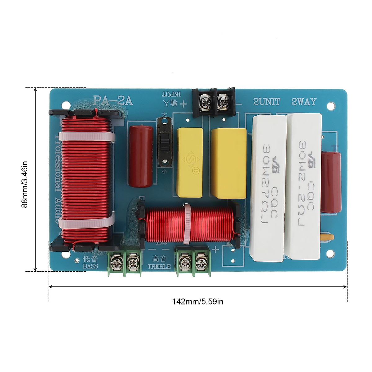 DriSentri 2 Way Crossover for Speaker, 450W 4-8 Ohm 2 Way High-Low Frequency Divider for Speaker, HiFi Speaker Crossover