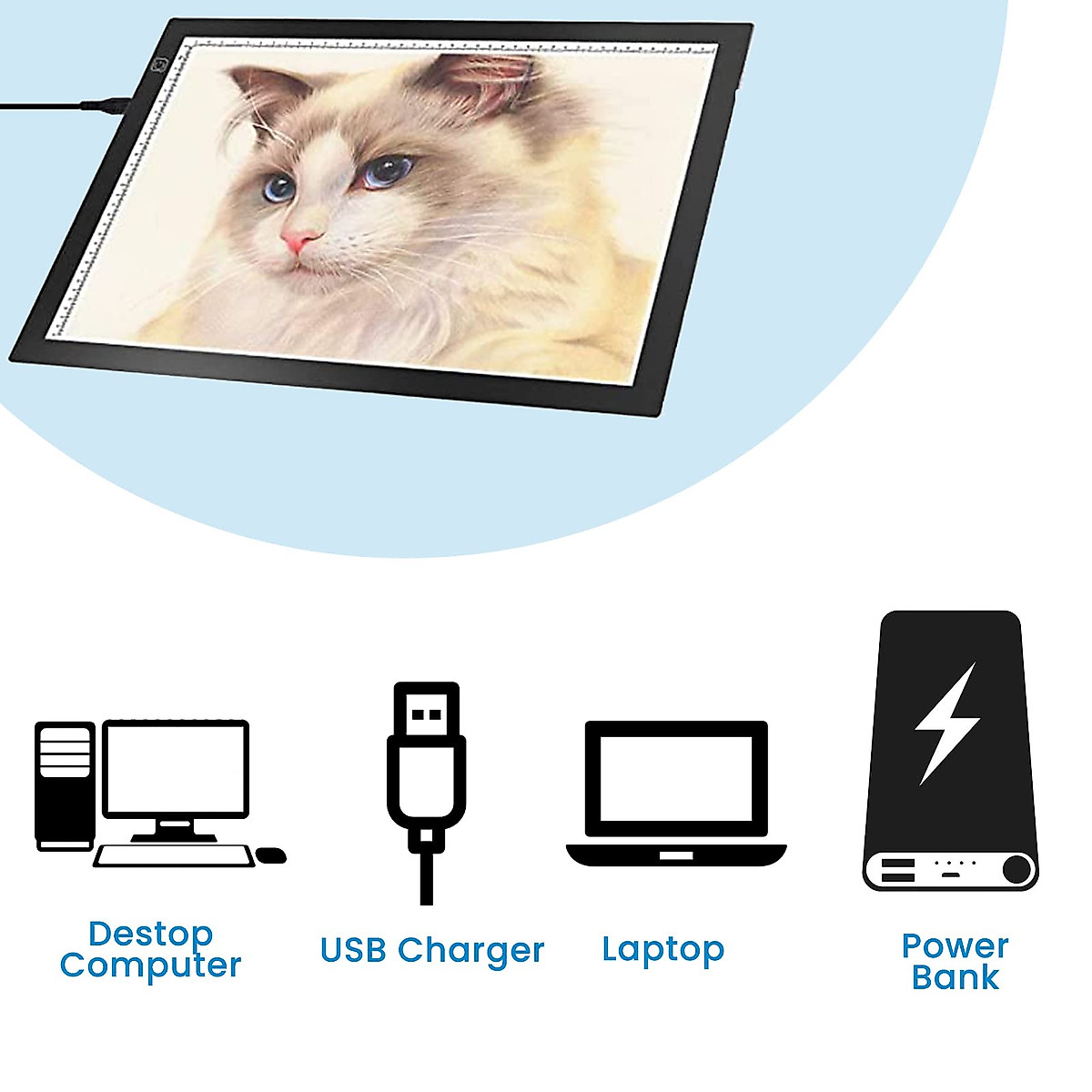 Santek A3 Eye-Friendly Dimmable LED Light Box for Tracing, Ultra-Thin Drawing Kit with Ruler, Magnets & Cable – Diamond Painting Art, Tattoo Stencils, Sketching, Animation & Artist Supplies