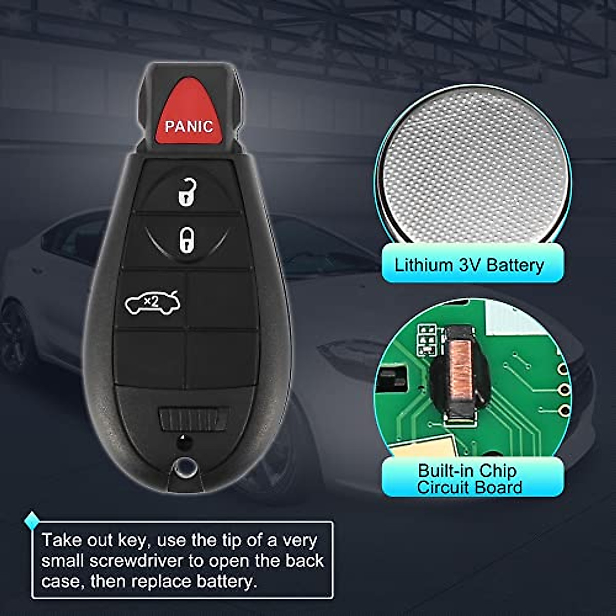 X AUTOHAUX 2pcs Replacement Keyless Remote Car Key Fob 433Mhz 4 Button for Dodge Dart 13-16 M3N32297100 56046771AA 56046771 AA 56046767AA 56046767 AA