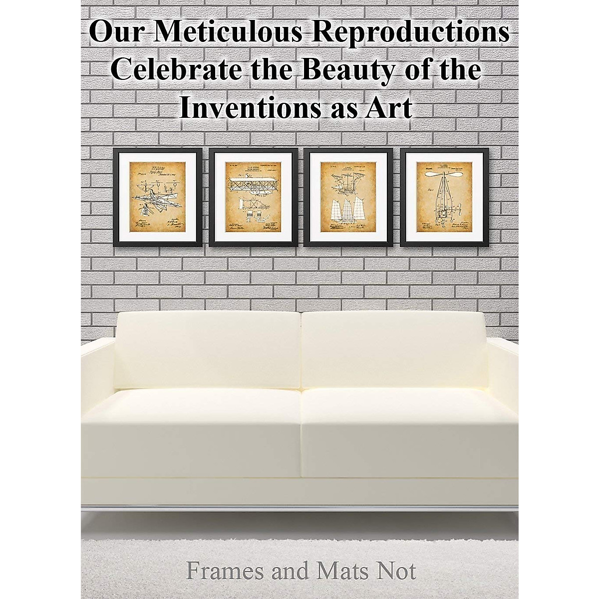 Original Flying Machines Patent Prints - Set of Four Photos (8x10) Unframed - Makes a Great Home or Man Cave Decor and Gift Under $20 for Engineers and Pilots