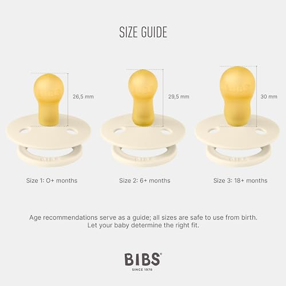 BIBS Pacifiers Colour Collection | Natural Rubber Baby Pacifier | Set of 2 BPA-Free Soothers | Made in Denmark | 6+ Months (Pack of 2) | Cloud