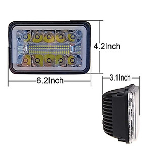 AMUNIESUN 4 PCS DOT Approved 4x6 Inch Halo Headlights Replacement H4651 H4652 H4656 H4666 H6545 Compatible With Peterbilt Kenworth Freightinger Ford Probe