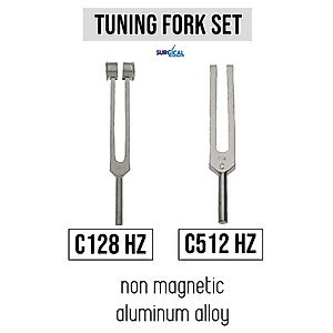 SURGICAL ONLINE Tactical Black - Set of 4 pcs Reflex Taylor Hammer Mallet Tuning Fork c 128 512 Hz Bandage Scissors 5.5"