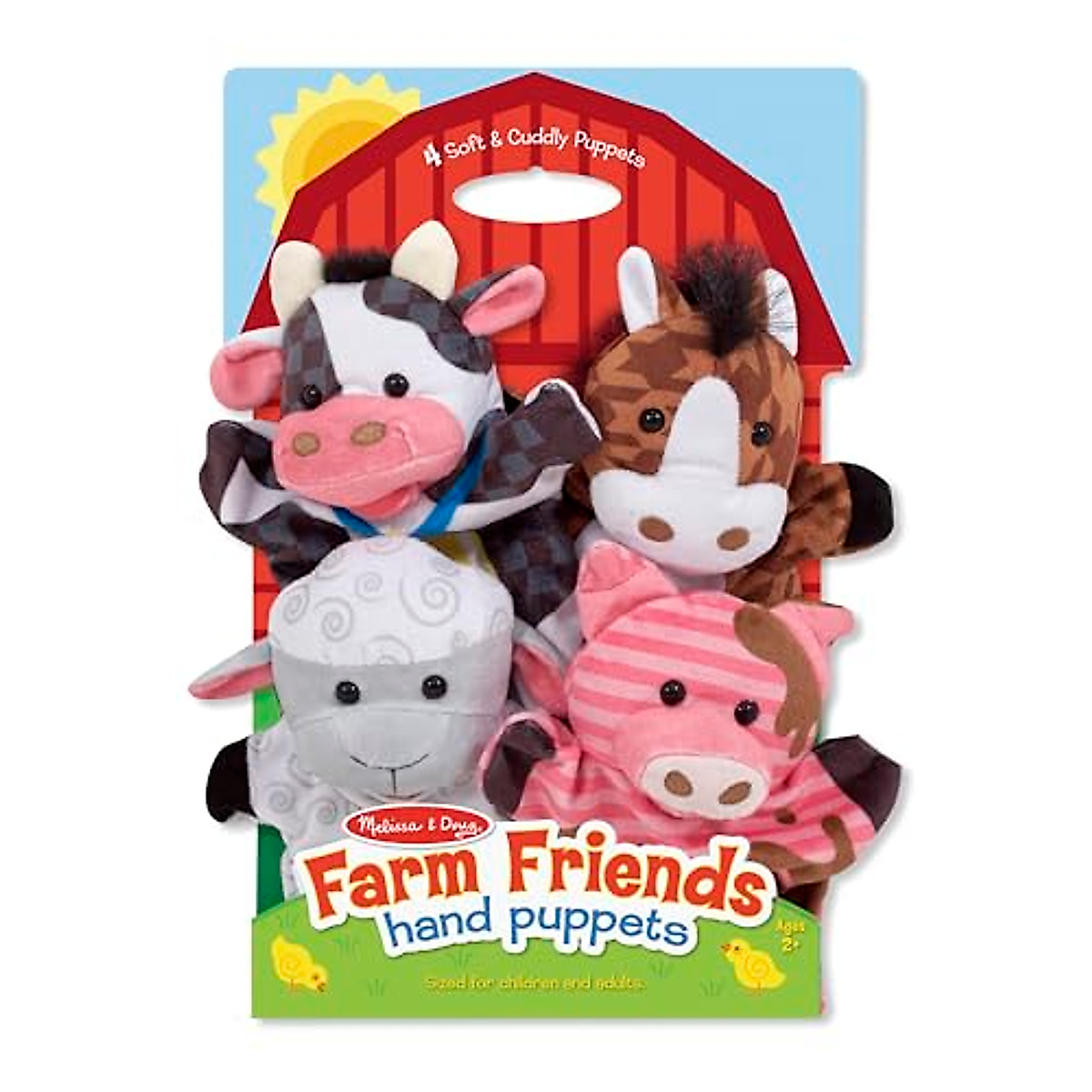 Melissa & Doug Farm Friends Hand Puppets (Set of 4) - Cow, Horse, Sheep, and Pig