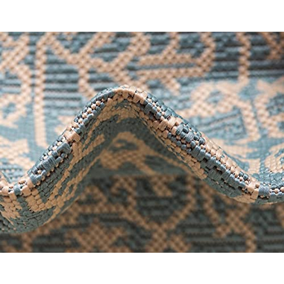 Unique Loom Botanical Collection Bohemian, Abstract, Traditional, Indoor and Outdoor Area Rug, 4' 0" x 6' 0", Light Blue/Beige