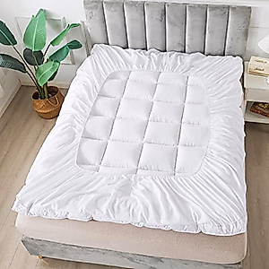 SUFUEE Mattress Topper King 400TC Cotton Mattress Pad with Deep Pocket - Extra Thick 2" Thick Quilted Pillow Top Down Alternative Fill