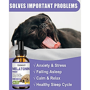 Melatonin for Dogs | 60ML Natural Calming for Dogs Anxiety & Stress with Melatonin, Valerian, Ashwagandha & L-Theanine | Liquid Melatonin for Dogs Helps with Sleep, Thunder, Fireworks | 2 oz, Bacon