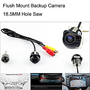 EKYLIN Car Auto Rear View Backup Camera Flush Mount Housing Waterproof 18.50mm Hole Saw Drilling