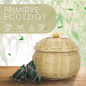 Luxshiny Rattan Storage Basket Decorative Woven Basket with Lid Pumpkin Shape Round Wicker Box Egg Holder Organizer Bin Pot Container for Snack Chess Fruit Makeup S