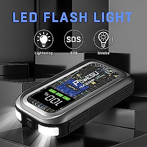 Portable Car Battery Jump Starter - 1500A Peak 12800mAh (Up to 7.5L Gas or 6.0L Diesel Engine) 12V Auto Battery Booster Portable Power Pack with Indicator Light Jumper Cables, QC 3.0 and LED Light