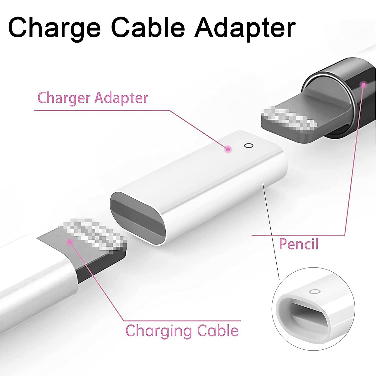 ILamourCar Charging Adapter Compatible with Apple Pencil 1st, Magnetic Replacement Cap for Apple Pencil, Replacement Tips Compatible with Apple Pencil 1st Generation